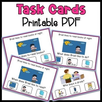 WH Questions Sentence Comprehension Task Cards With Visual Supports - Etsy