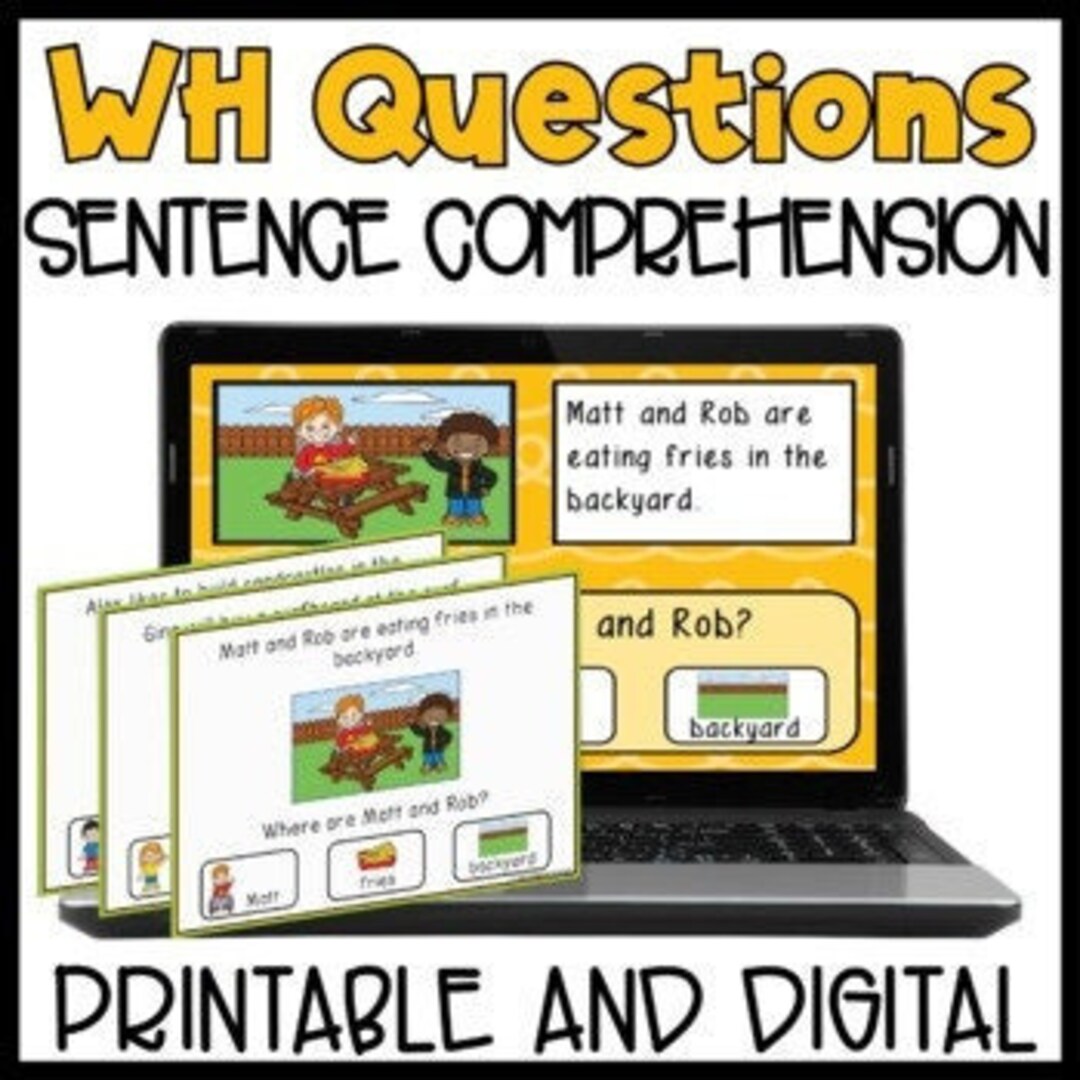WH Questions Task Cards Sentence Reading Comprehension With Visual ...