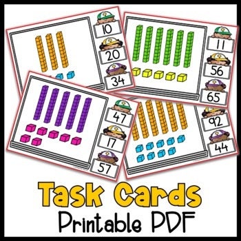 Place Value Tens Ones Task Cards - Represent Numbers to 100 Base 10 ...