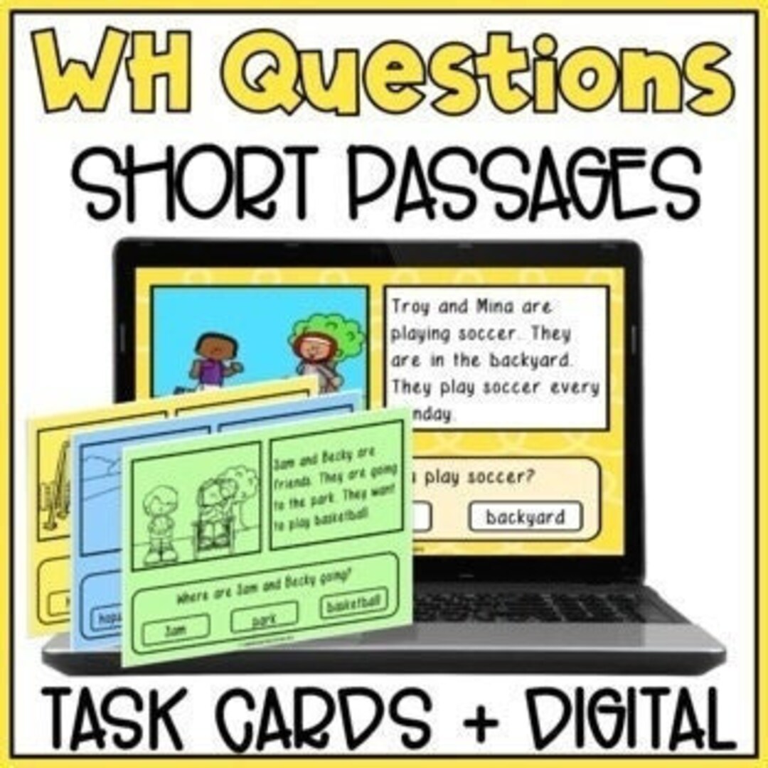 WH Questions Short Passages Task Cards Short Stories - Etsy