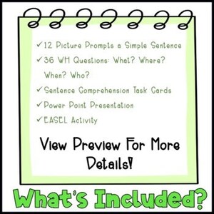 WH Questions With Pictures Task Cards - Sentence Reading Comprehension ...