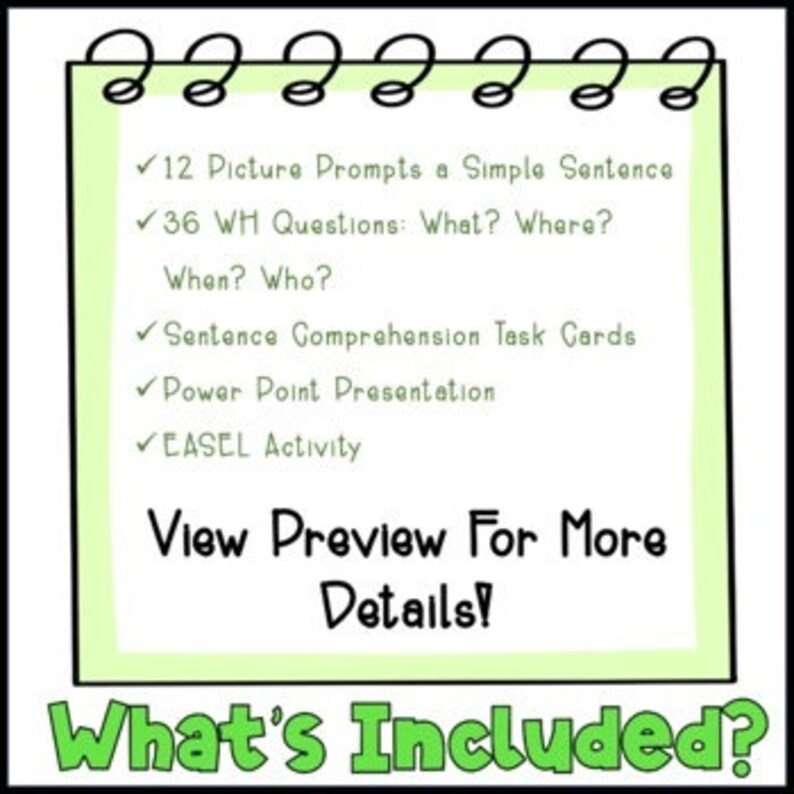 WH Questions With Pictures Task Cards - Sentence Reading Comprehension ...