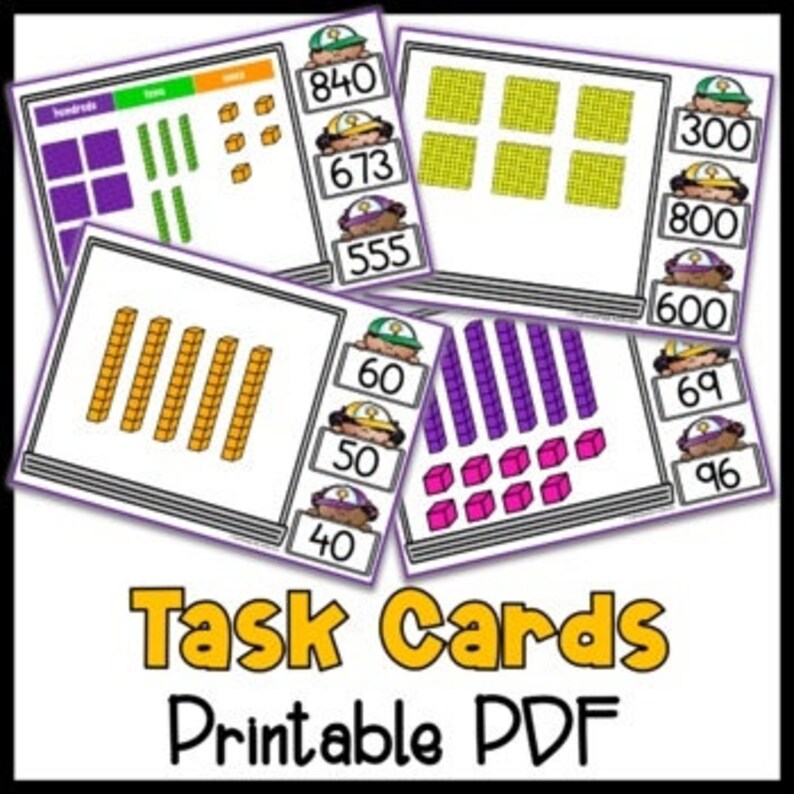 Place Value Task Cards - 2nd Grade Base 10 Place Values Math Center ...