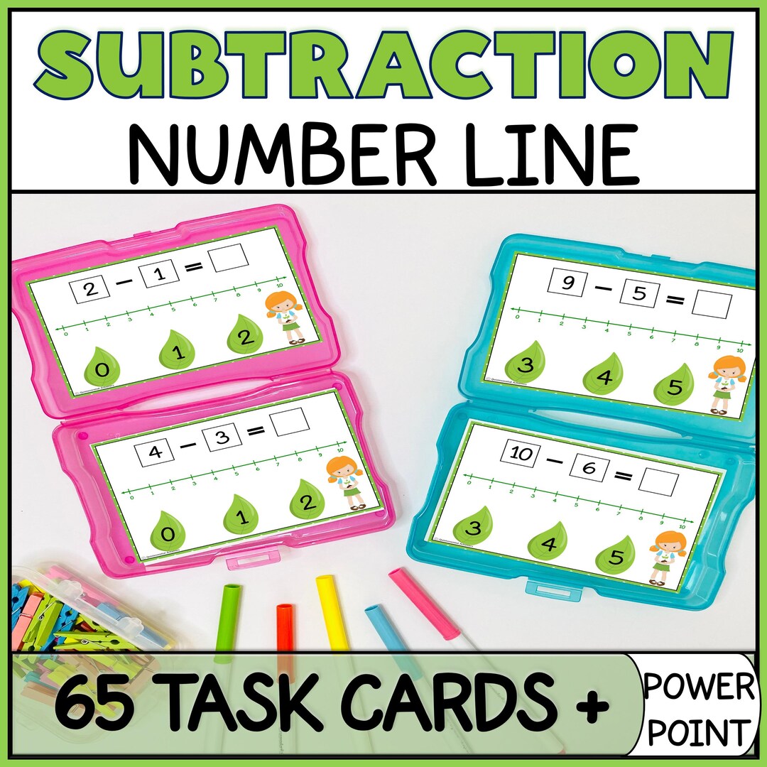 Subtraction Number Line Task Cards | Within 10 | Earth Day Math - Etsy