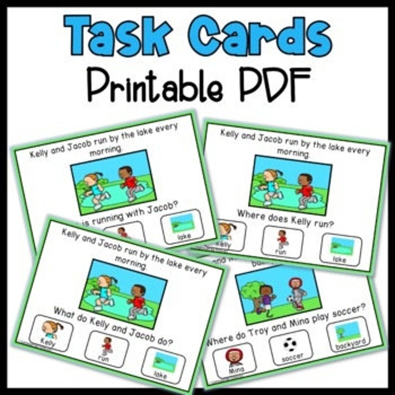 WH Questions With Pictures Task Cards - Sentence Reading Comprehension ...