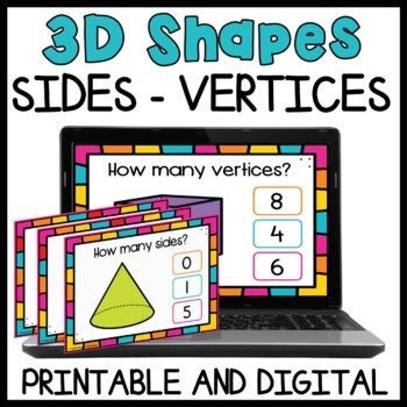 3D Shapes Attributes Count Sides and Vertices Task Cards | 3D Shapes ...