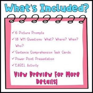 WH Questions Sentence Comprehension Task Cards With Visual Supports - Etsy