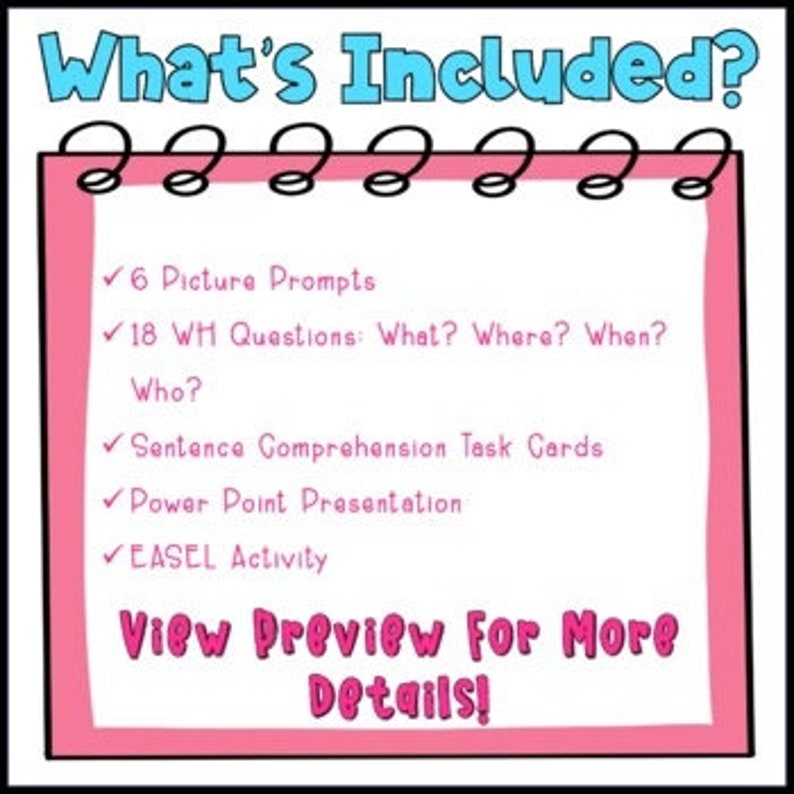 WH Questions Sentence Comprehension Task Cards With Visual Supports - Etsy