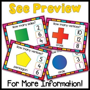2D Shapes Sides and Vertices Task Cards Two Dimensional Shapes ...