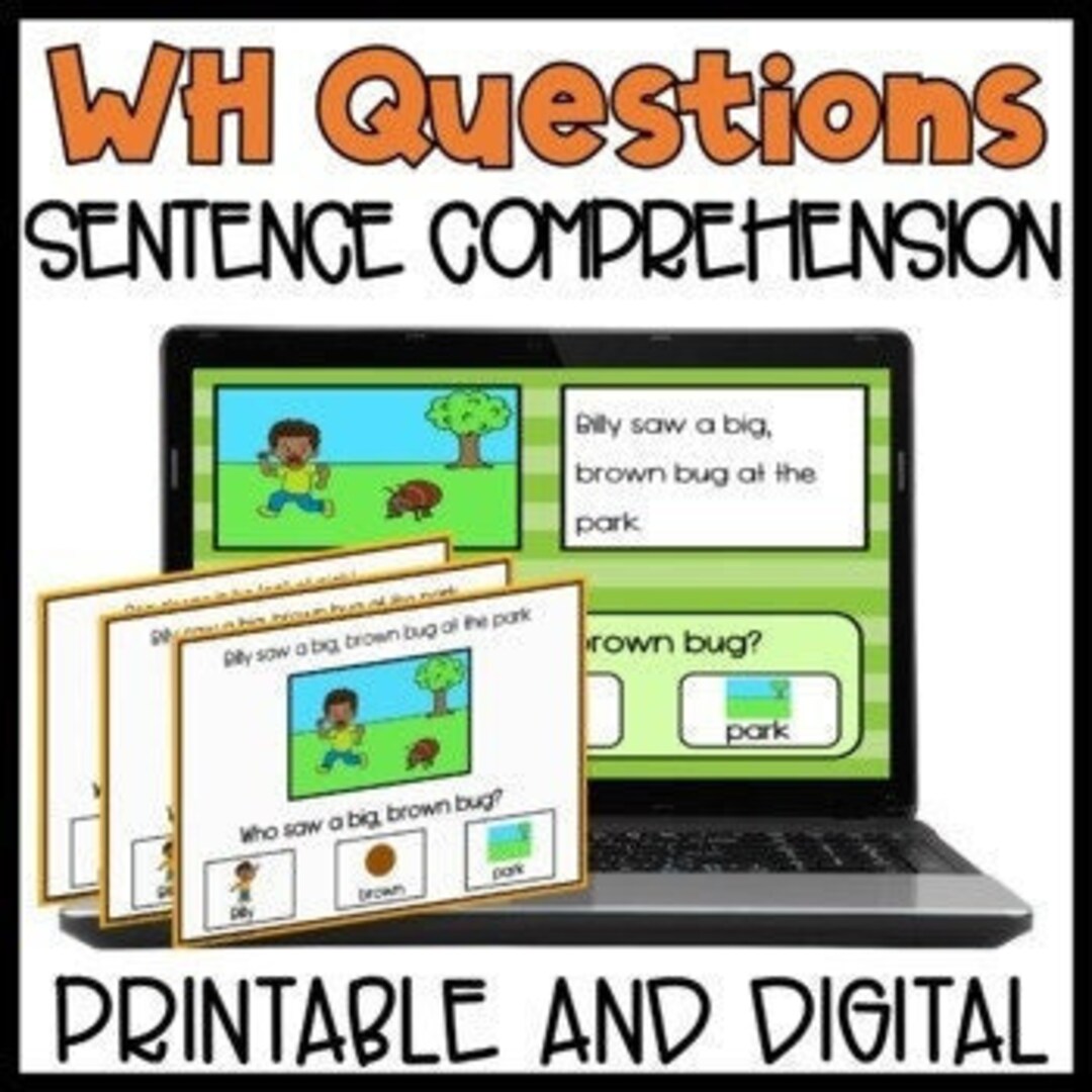 WH Questions Task Cards Sentence Comprehension With Pictures Visual ...