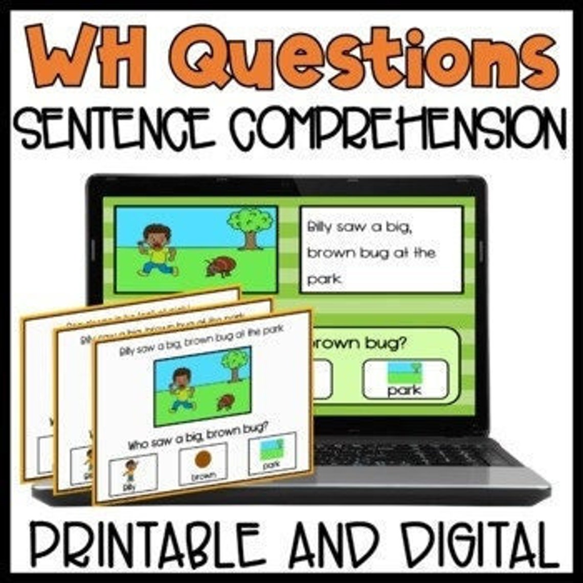 WH Questions Task Cards Sentence Comprehension With Pictures Visual ...