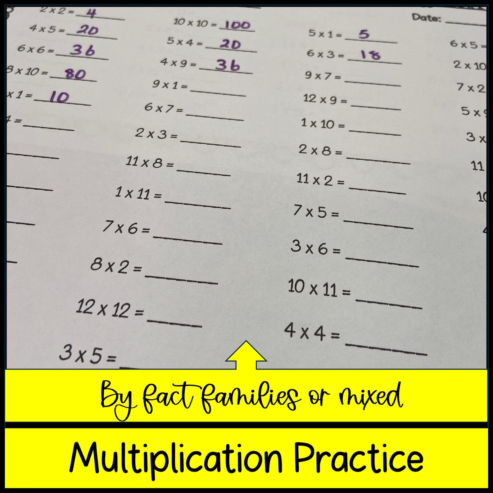Multiplication Facts Fluency Practice | Fact Families & Times Tables ...