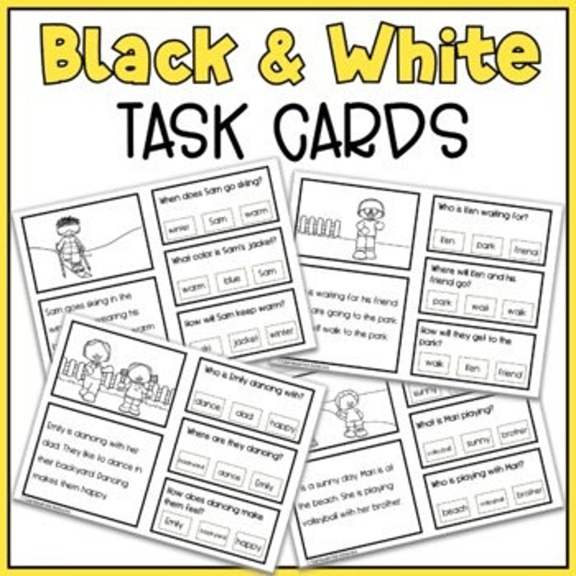 WH Questions Short Reading Comprehension Passages Task Cards 3 - Etsy