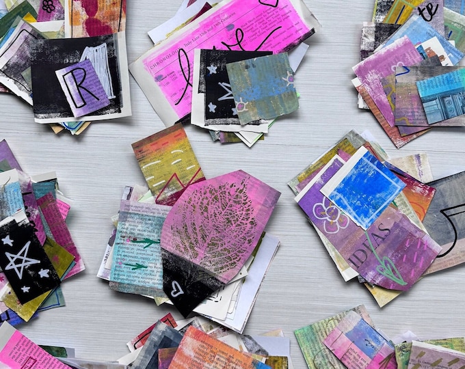 Mystery Bundle 20 Piece Set Hand Painted Papers, Collage Pack, Ephemera ...