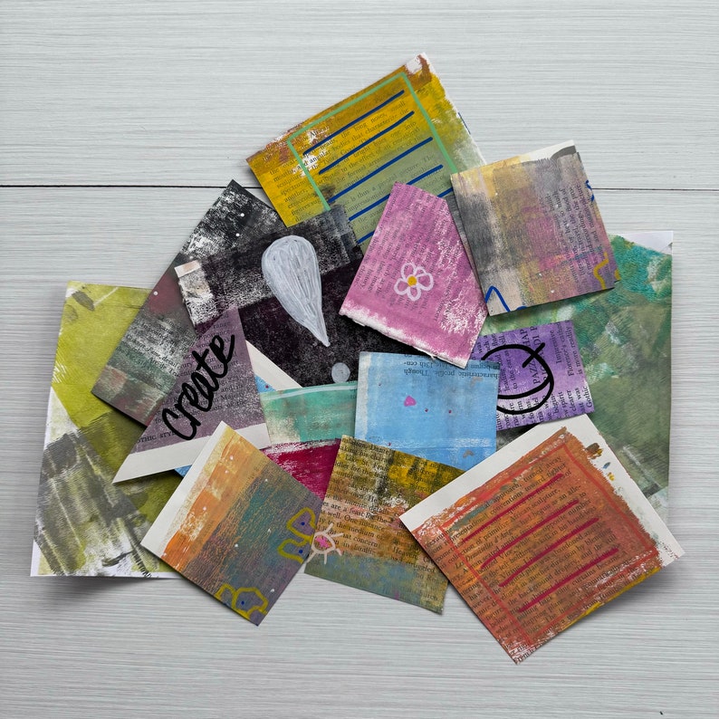 Mystery Bundle 20 Piece Set Hand Painted Papers, Collage Pack, Ephemera ...