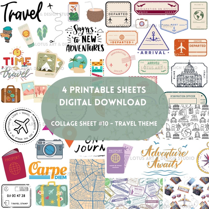 Printable Collage Sheets Digital Download for Mixed Media, Junk ...