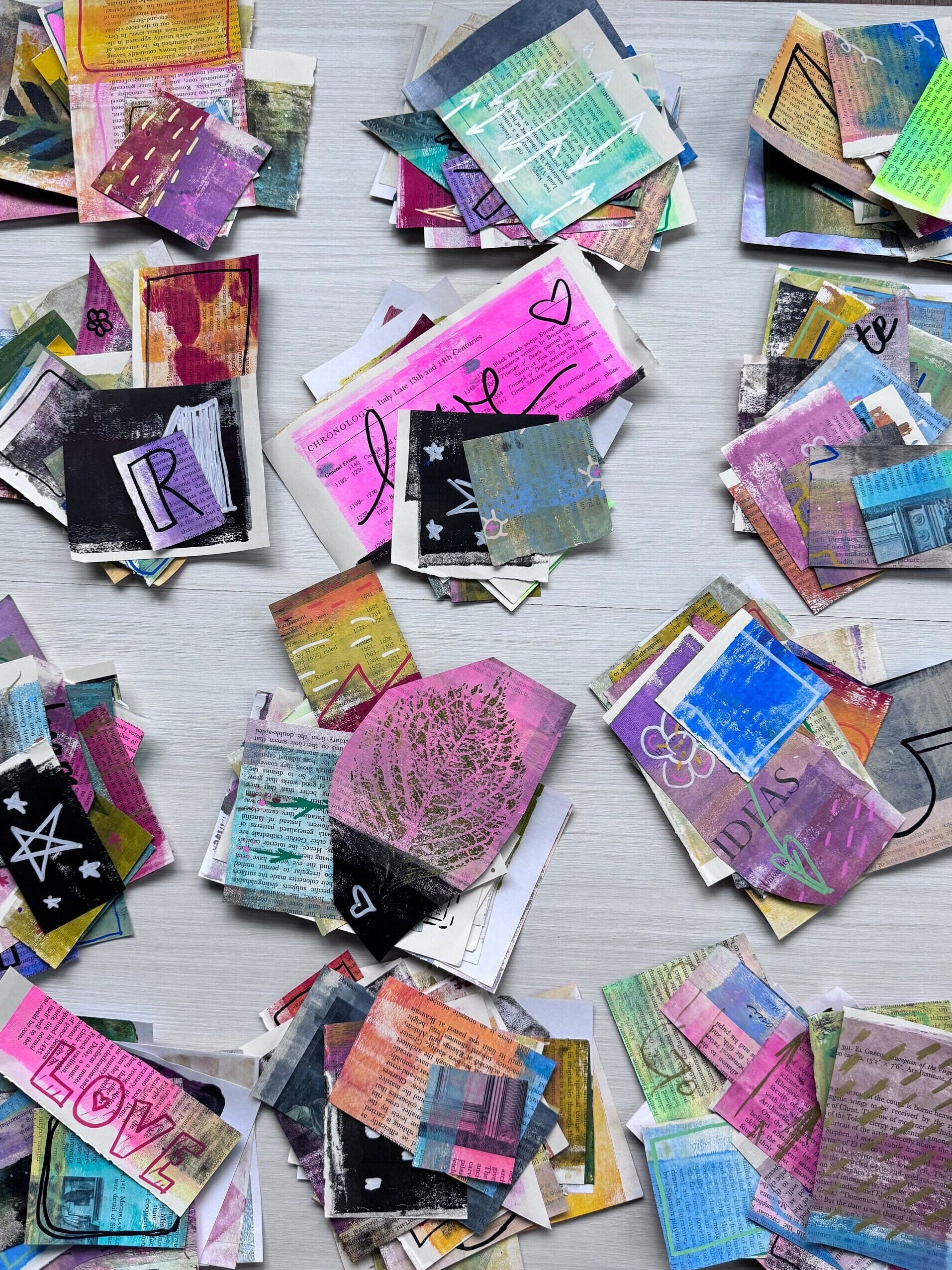 Mystery Bundle 20 Piece Set Hand Painted Papers, Collage Pack, Ephemera ...