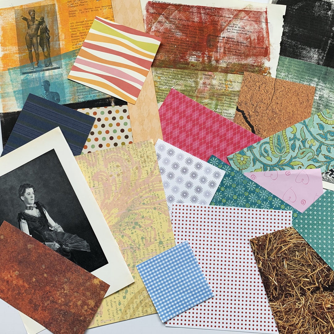 20 Pieces Mystery Mixed Media Papers, Painted Papers, Book Pages ...