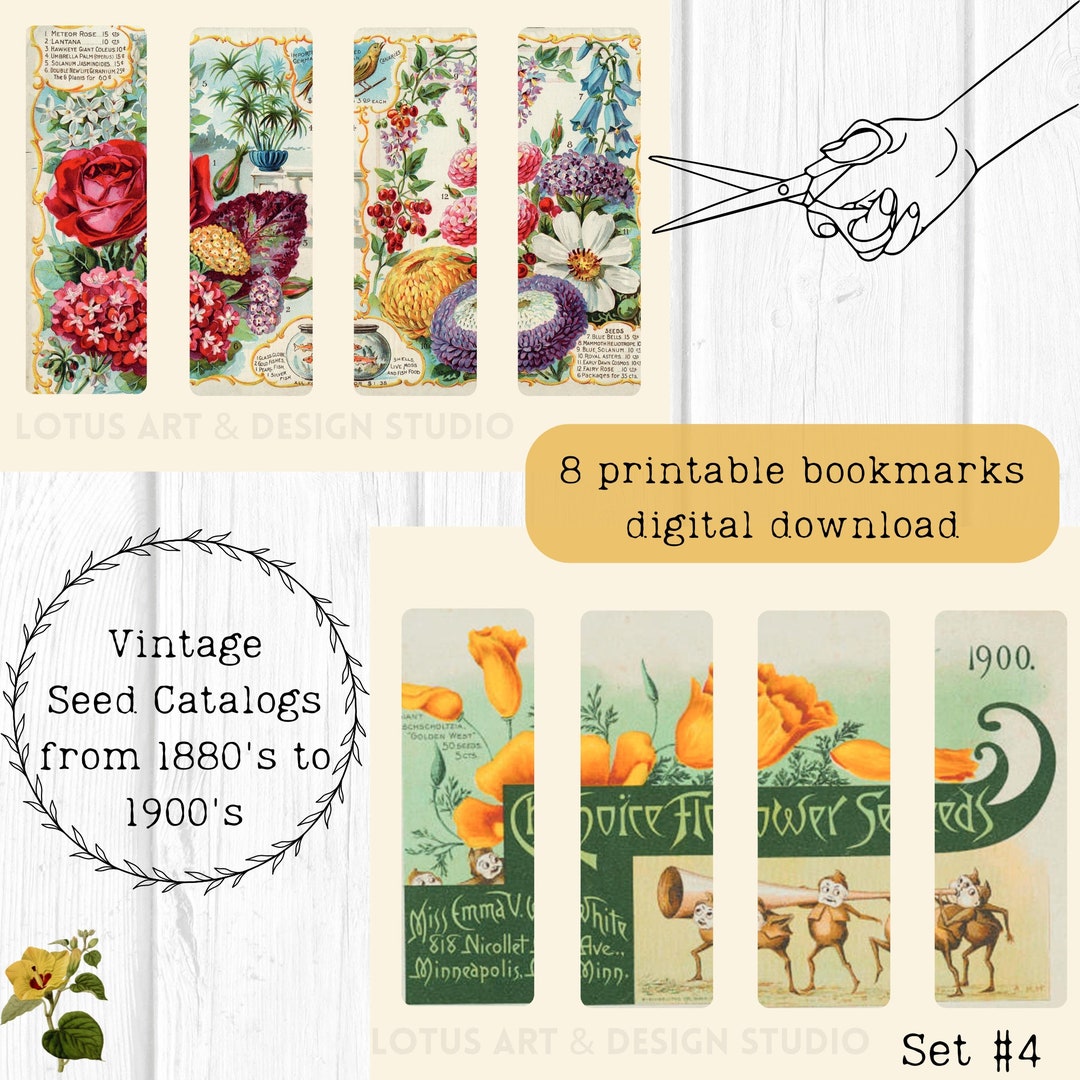 Vintage Seed Catalog Bookmarks: 1880s-1900s Ephemera Set #4 (digital ...