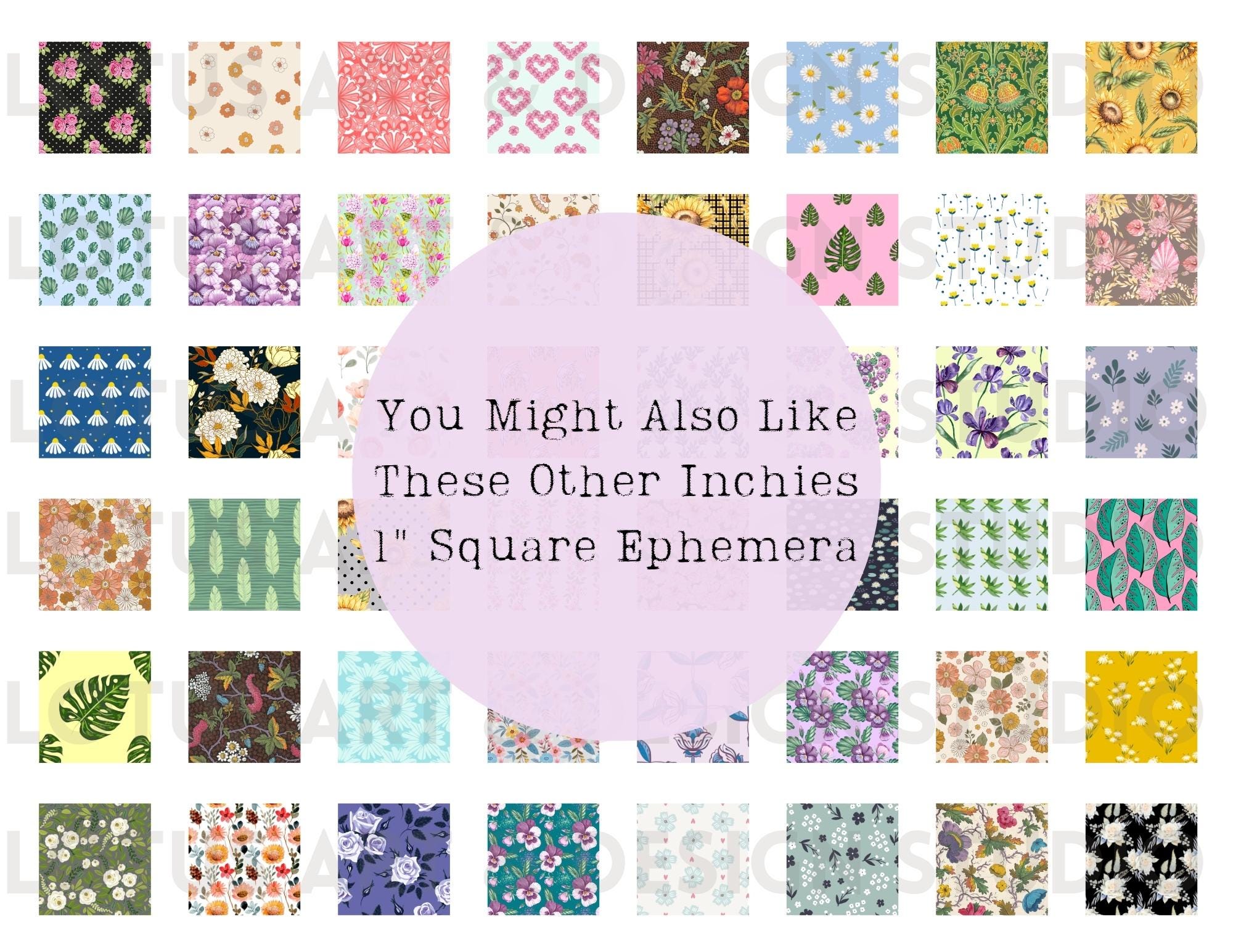 Printable Inchies Sheet, 48 Flower Botanical Theme #3, 1 Inch, 1 ...
