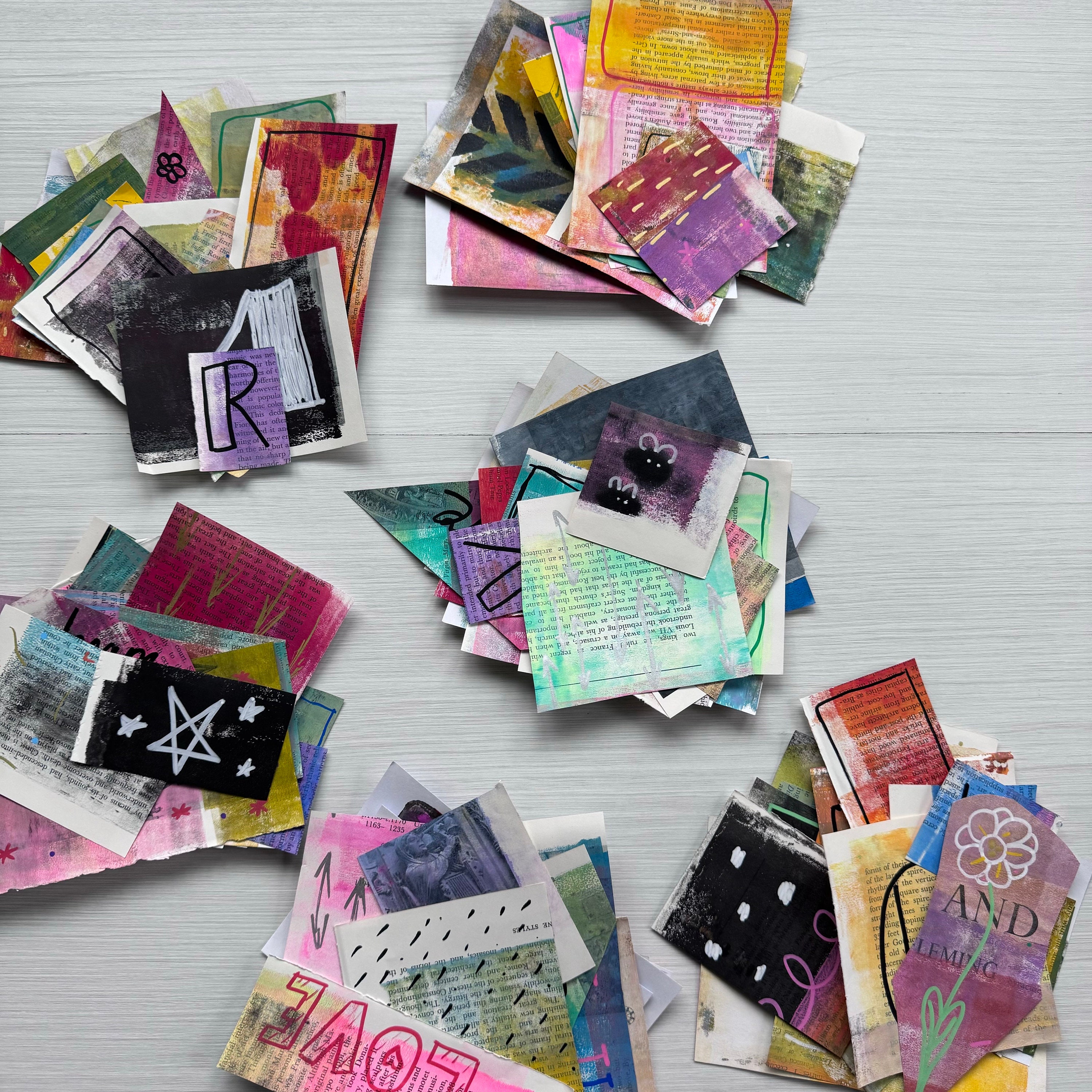 Mystery Bundle 20 Piece Set Hand Painted Papers, Collage Pack, Ephemera ...