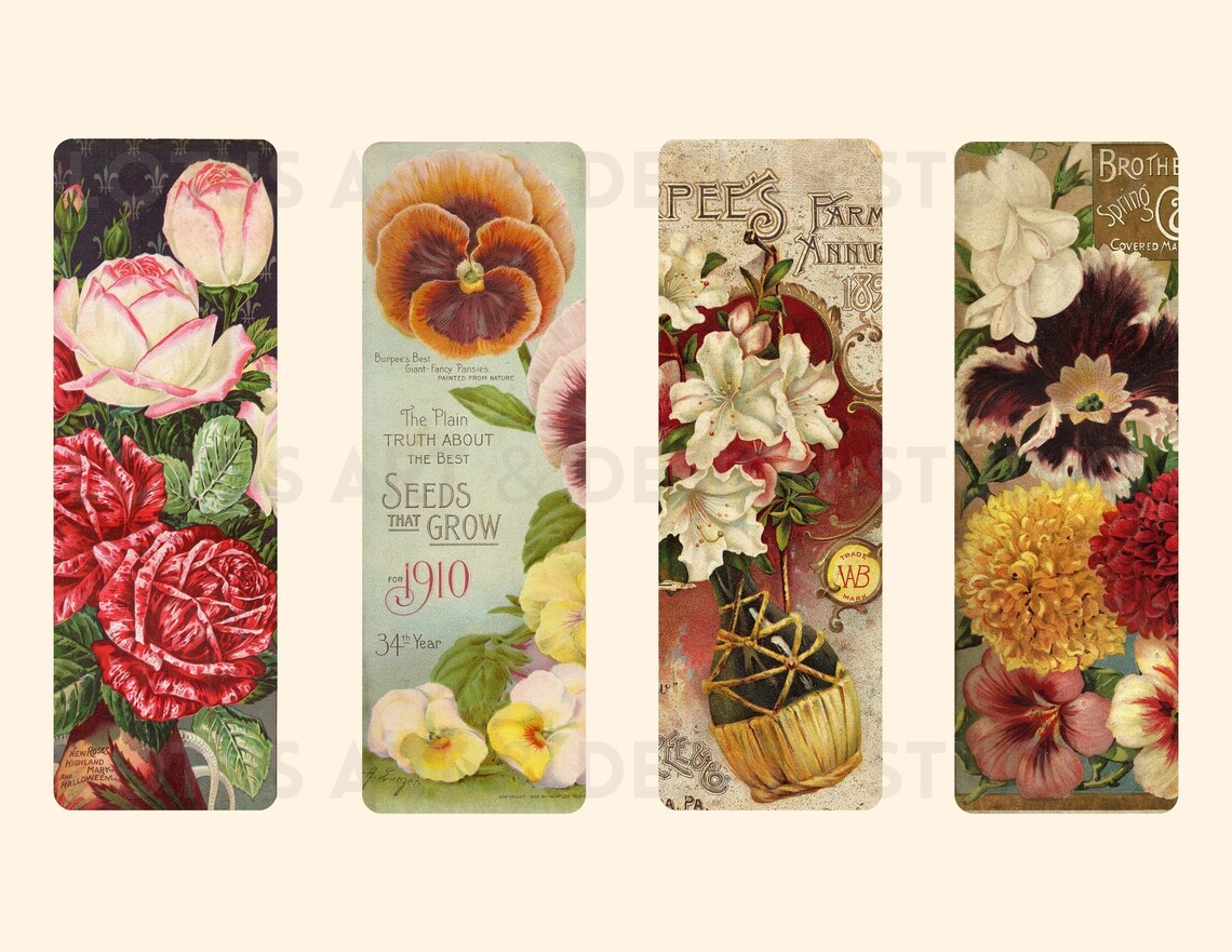 Printable Bookmarks Vintage Seed Catalog 1880's to 1900's Digital ...