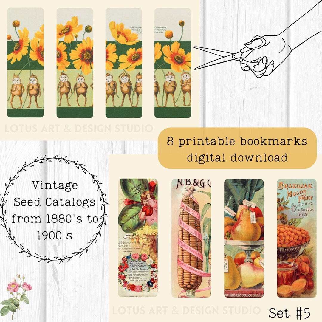 Vintage Seed Catalog Bookmarks: 1880s-1900s Ephemera Set #5 (digital ...