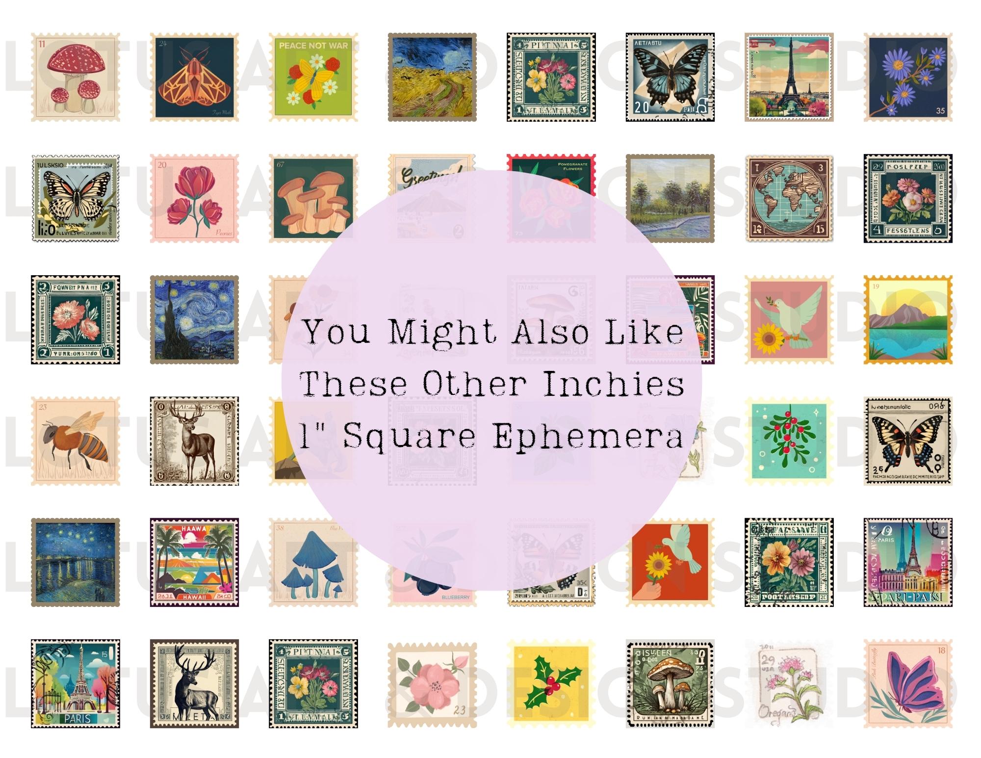 Printable Inchies Sheet, 48 Flower Botanical Theme #3, 1 Inch, 1 ...