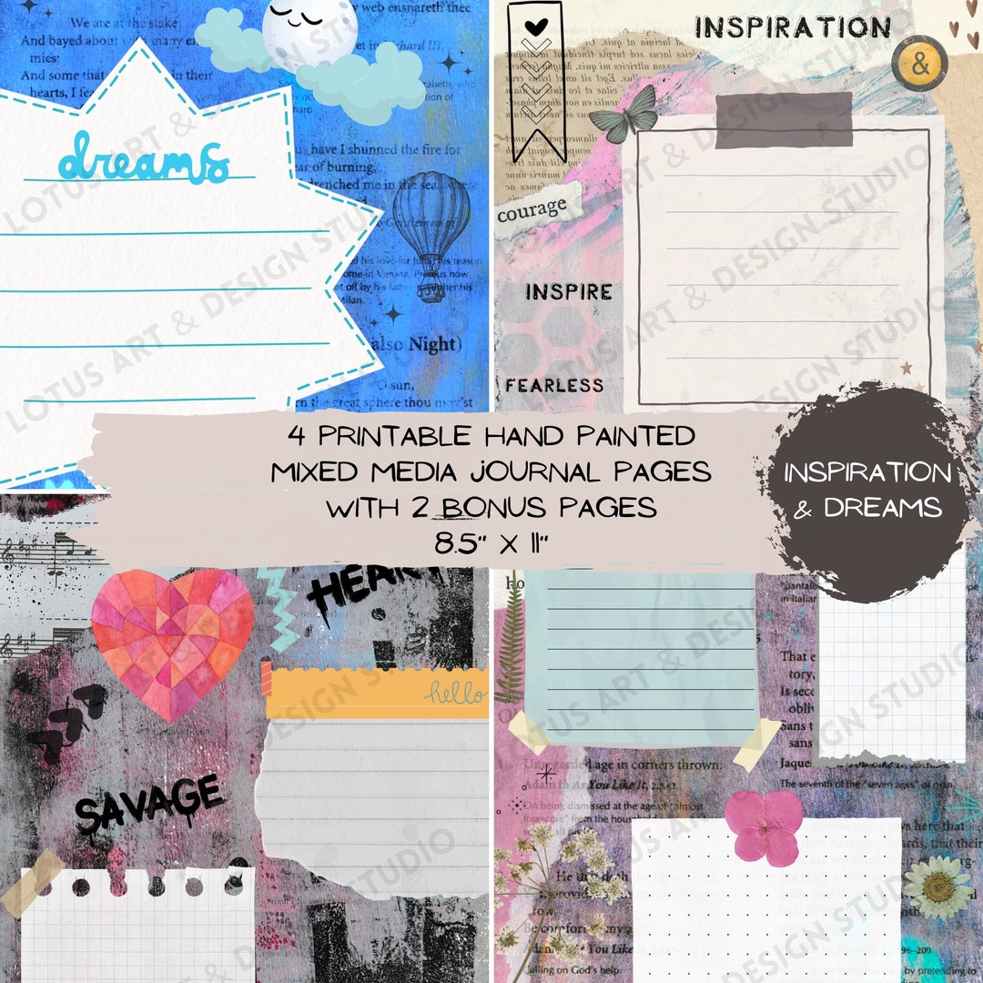 Printable Journal Pages Digital Download Paper Set for Journaling, Junk ...