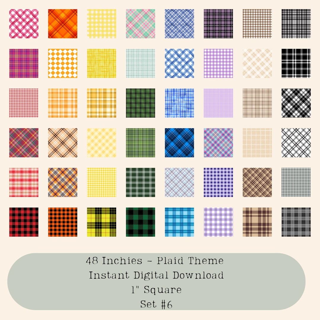 Plaid Inchies: 1" Square Collage Sheet Ephemera - Set #6 (digital ...