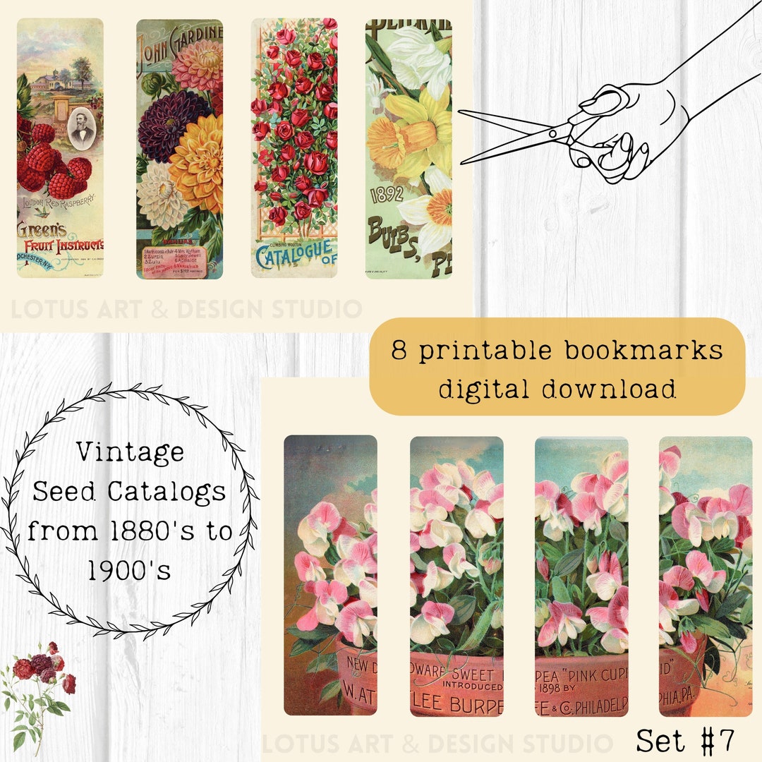 Printable Bookmarks Vintage Seed Catalog 1880's to 1900's Digital ...