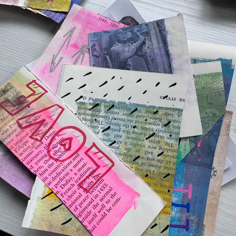 Mystery Bundle 20 Piece Set Hand Painted Papers, Collage Pack, Ephemera ...