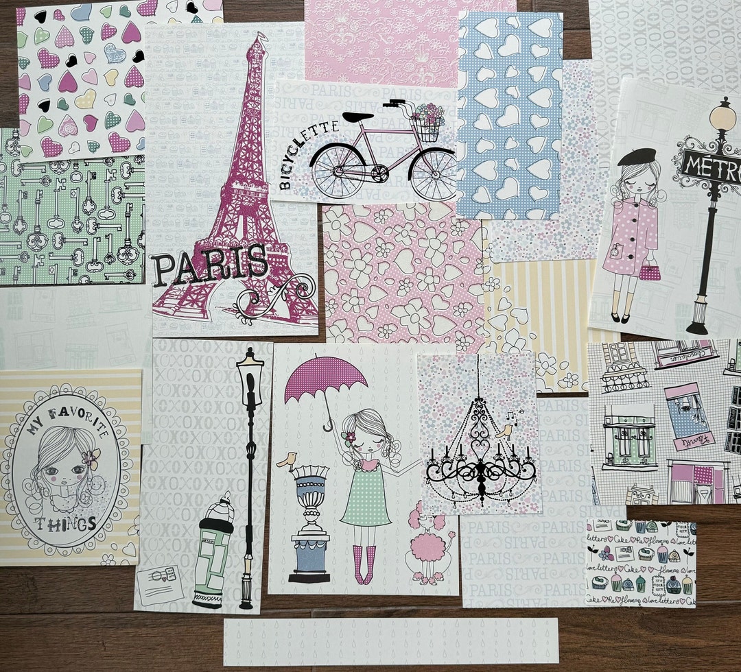 Paris Themed Paper Ephemera for Junk Journal, Card Making, Scrapbooking ...
