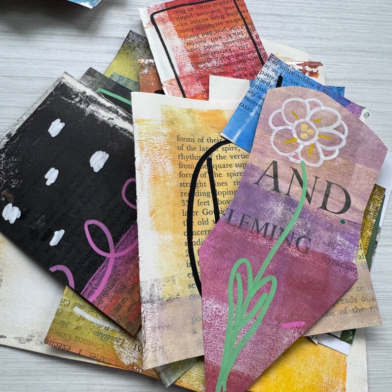 Mystery Bundle 20 Piece Set Hand Painted Papers, Collage Pack, Ephemera ...