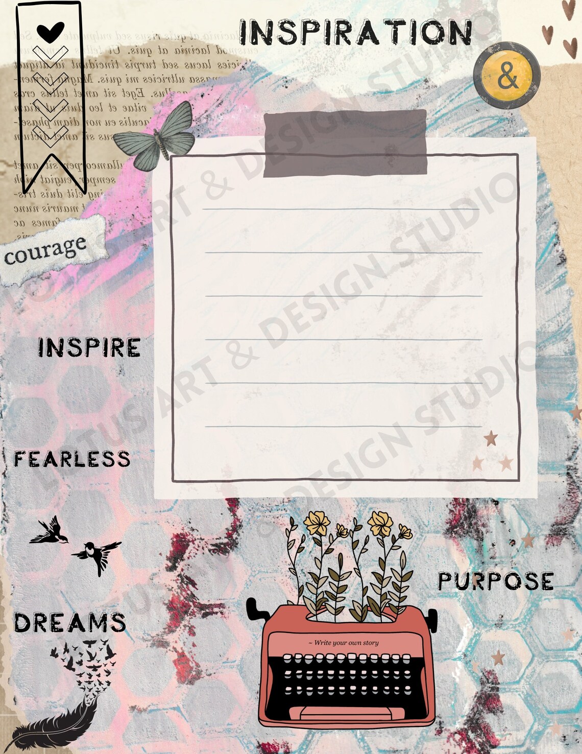Printable Journal Pages Digital Download Paper Set for Journaling, Junk ...