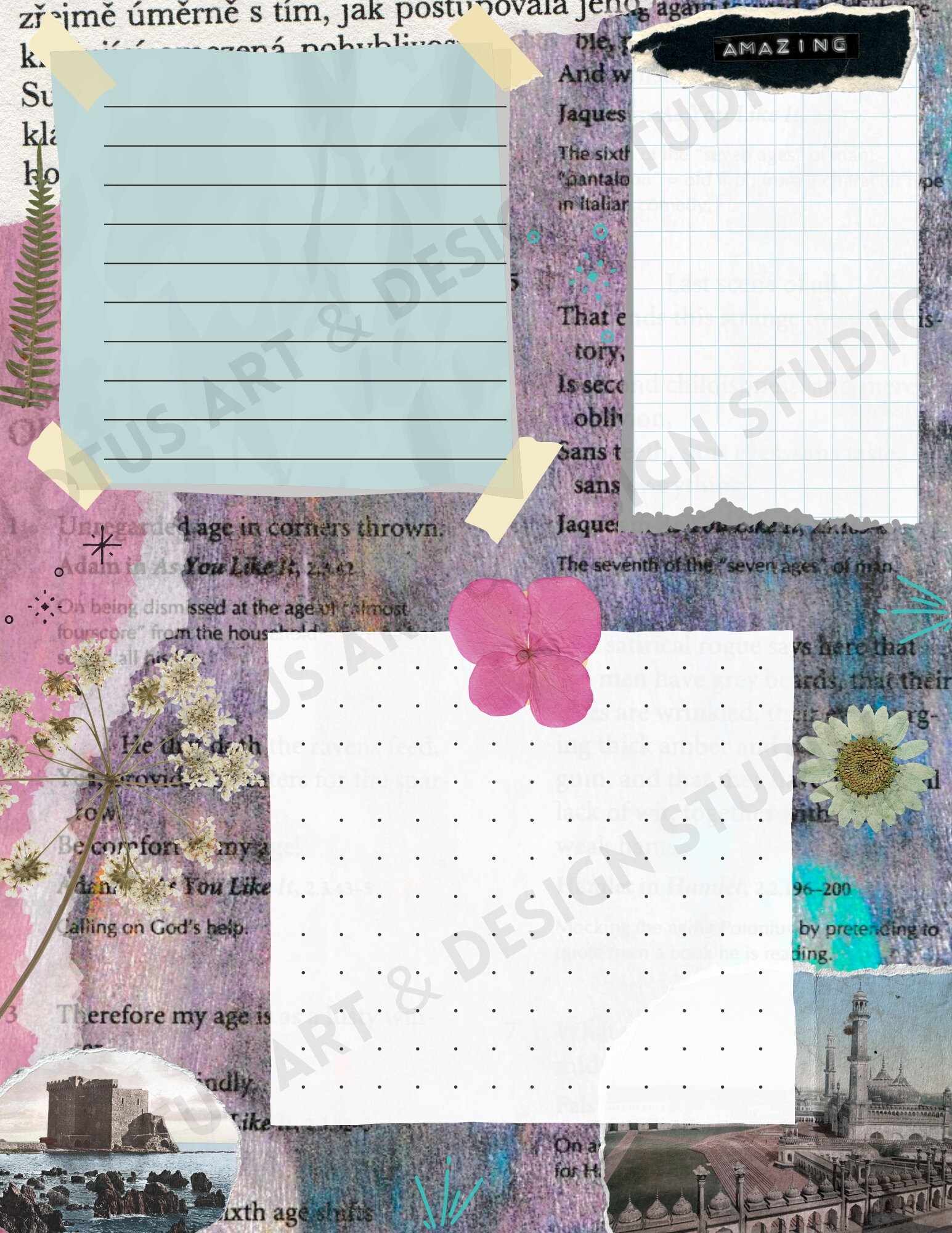 Printable Journal Pages Digital Download Paper Set for Journaling, Junk ...