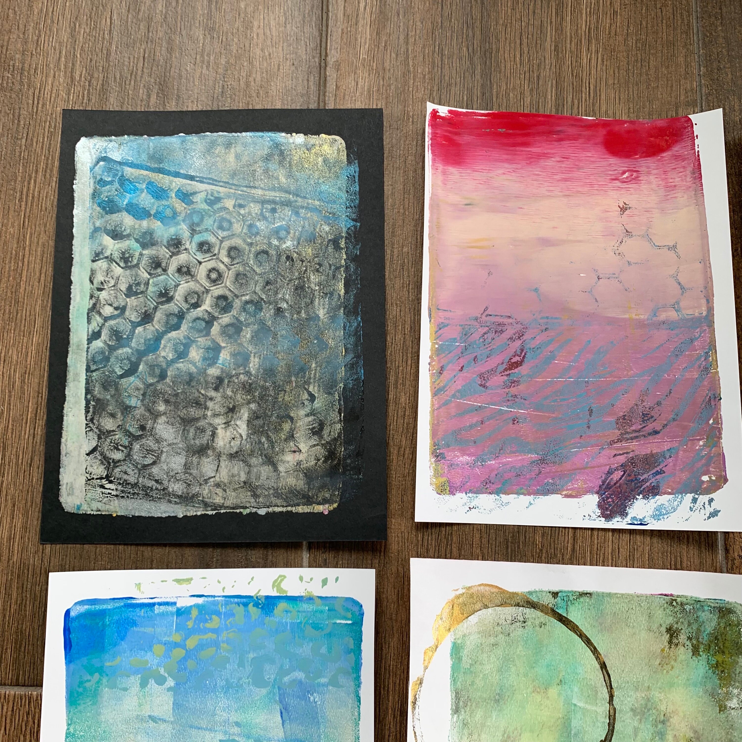 12 Gelli Prints Original Art on Book Pages, Black Mixed Media Paper ...