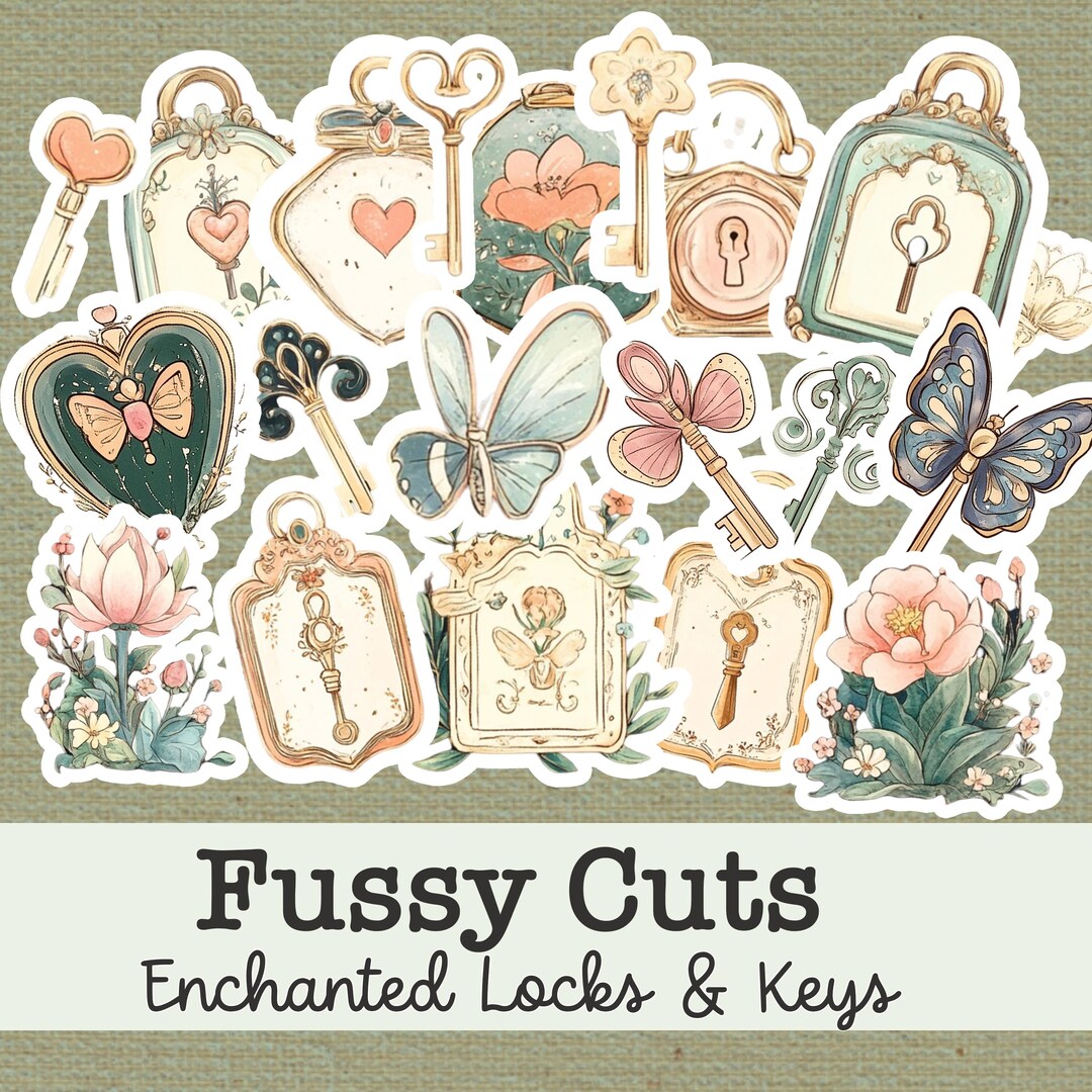 Enchanted Locks & Keys Fussy Cut Printables - 11x8.5" Junk Journal ...