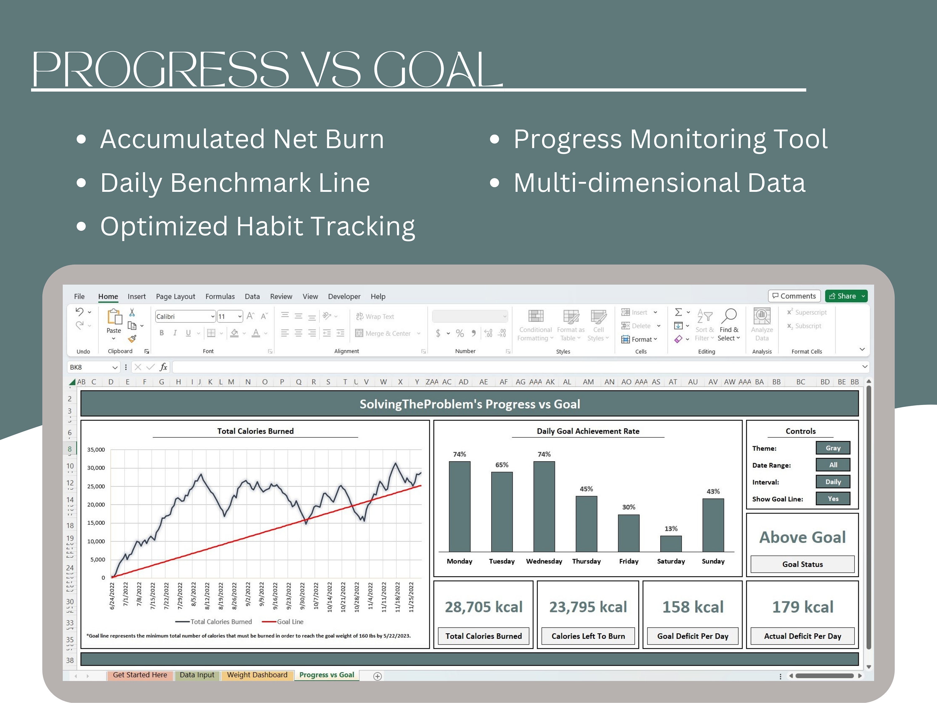 Gray Weight Loss Tracker and Fitness Template, User Friendly Excel ...