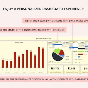 Monthly Budget Planner & Tracker | Income and Expense Tool for Excel - Etsy