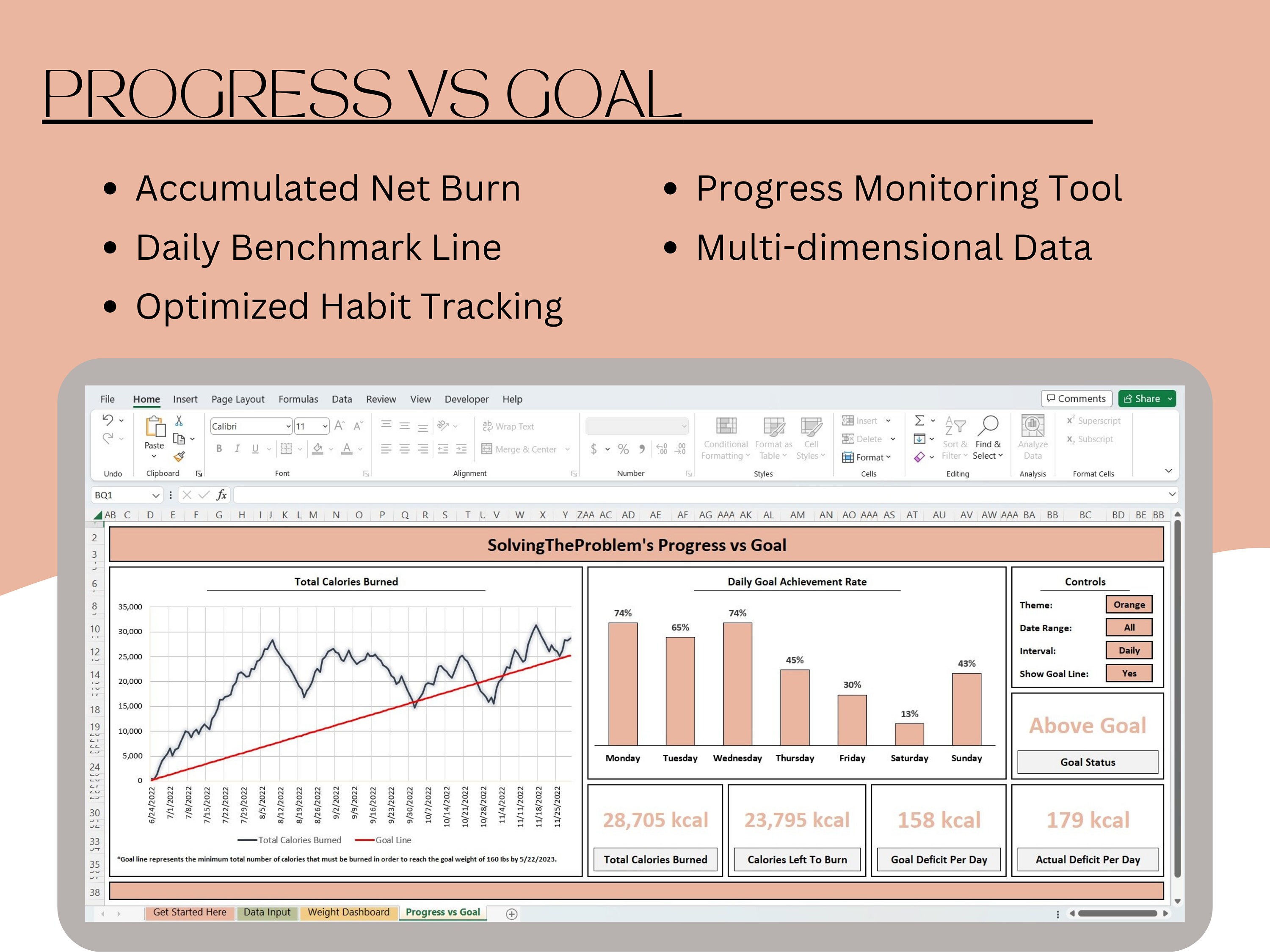 Weight Loss Tracker and Fitness Template, User Friendly Excel Planner ...