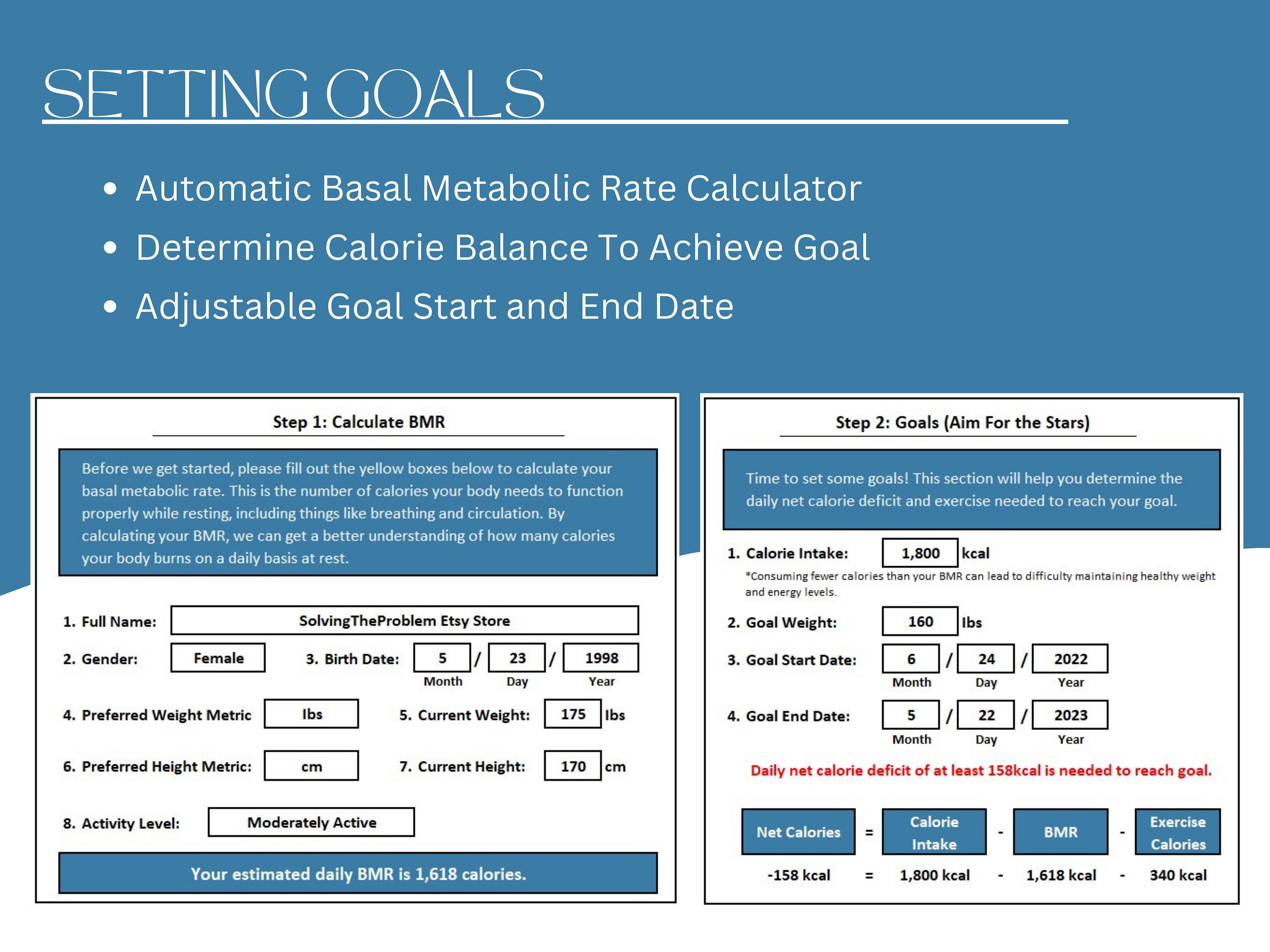 Blue Weight Loss Tracker and Fitness Template, User Friendly Excel ...