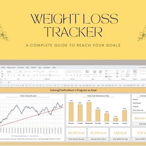 Yellow Weight Loss Tracker & Fitness Template, User Friendly Excel ...