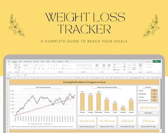 Weight Loss Tracker and Fitness Template, User Friendly Excel Planner ...