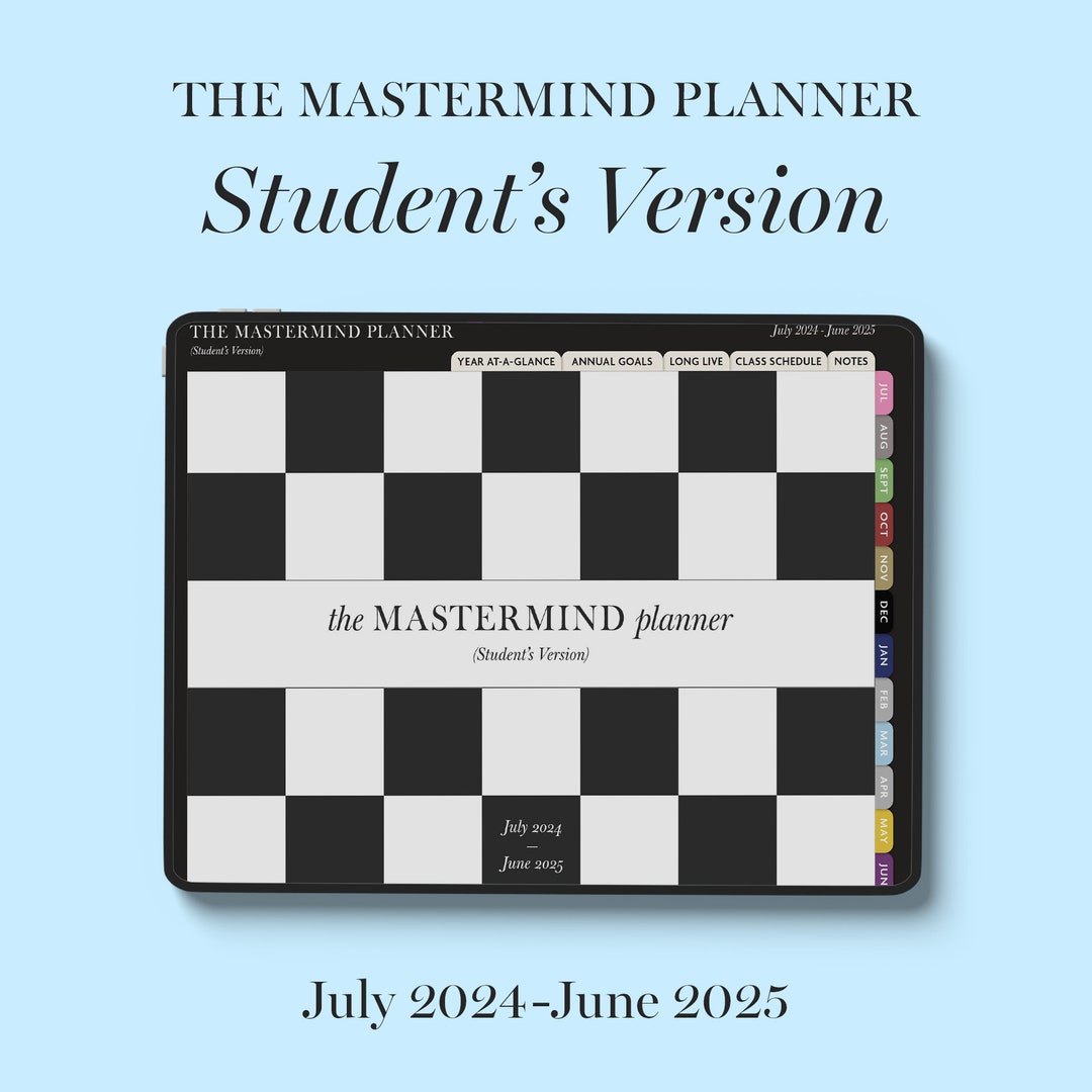 DIGITAL Student Mastermind Planner midyear, July 2024-2025 Midyear ...