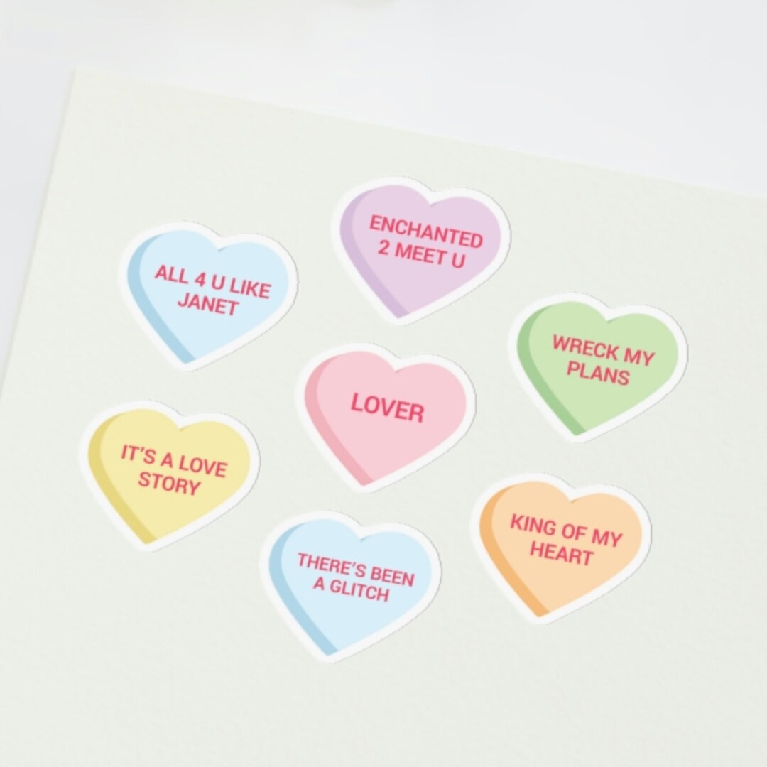 Taylor Swift Candy Heart Stickers, Valentines Day Stickers, Anti ...