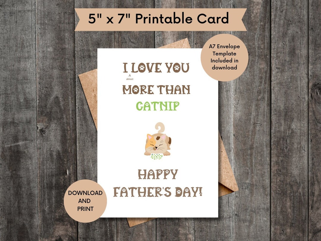 Father's Day Printable Card/funny Father's Day/cat Dad/instant Download ...