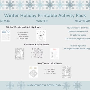 Winter Activity Printable, Christmas Activity Printable, New Year ...