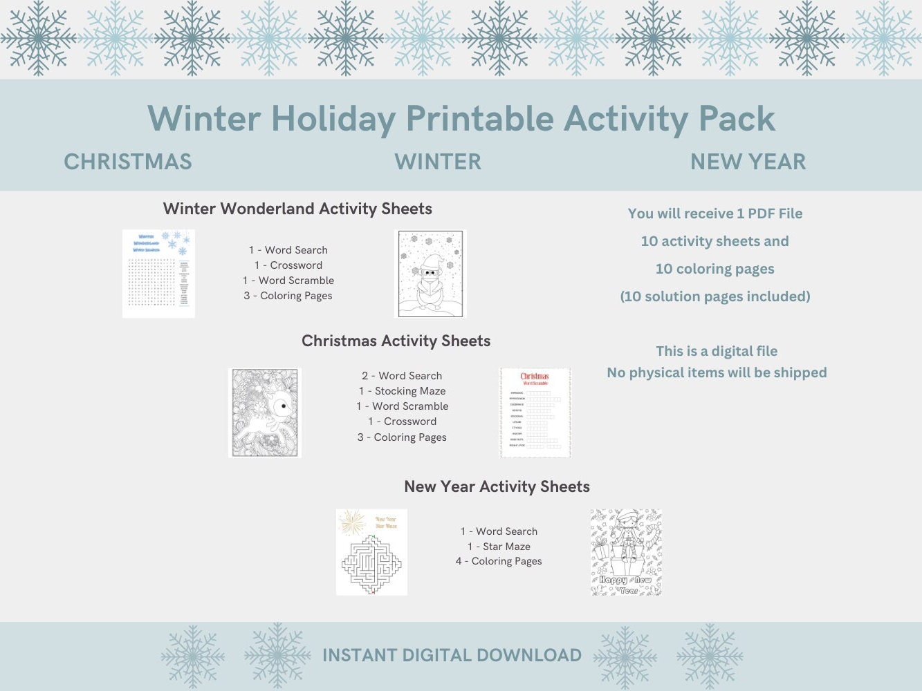Winter Activity Printable, Christmas Activity Printable, New Year ...