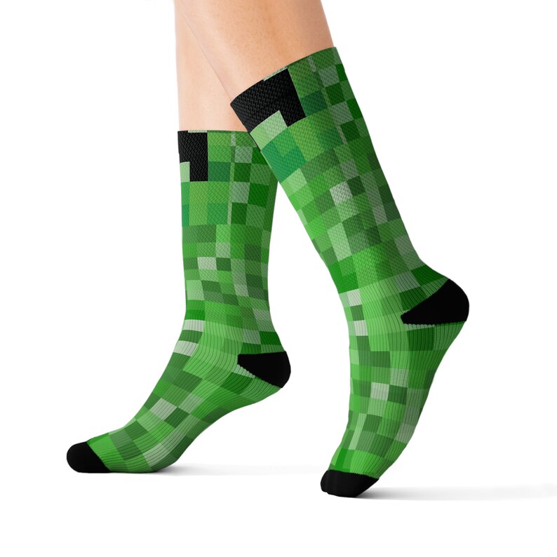 Creeper Sublimation Socks Minecraft for Adults and Kids Gaming ...